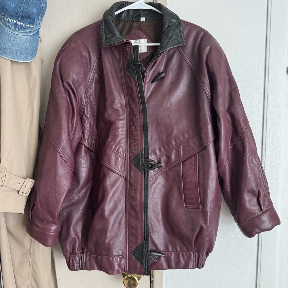 Vintage Hamilton Manor Burgundy Leather Bomber Jacket - Gem